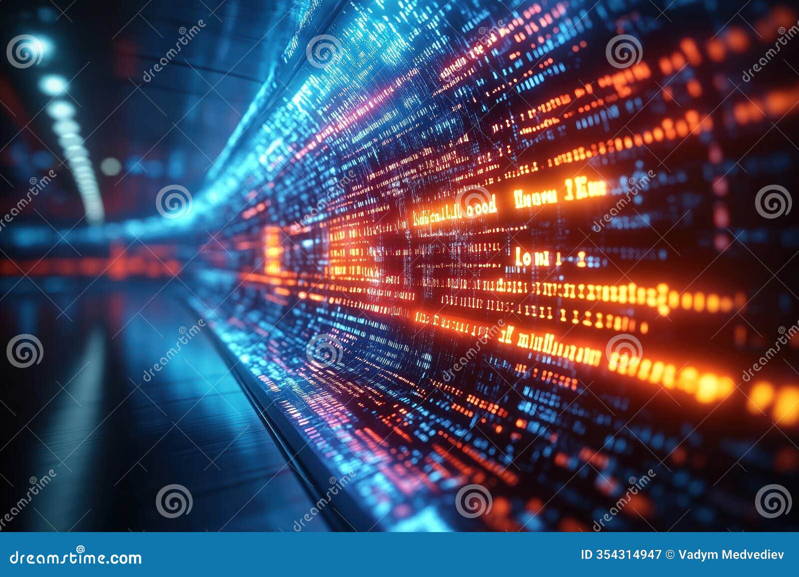 Colorful Coding Symbols Create Futuristic Tech Platform. Digital ...