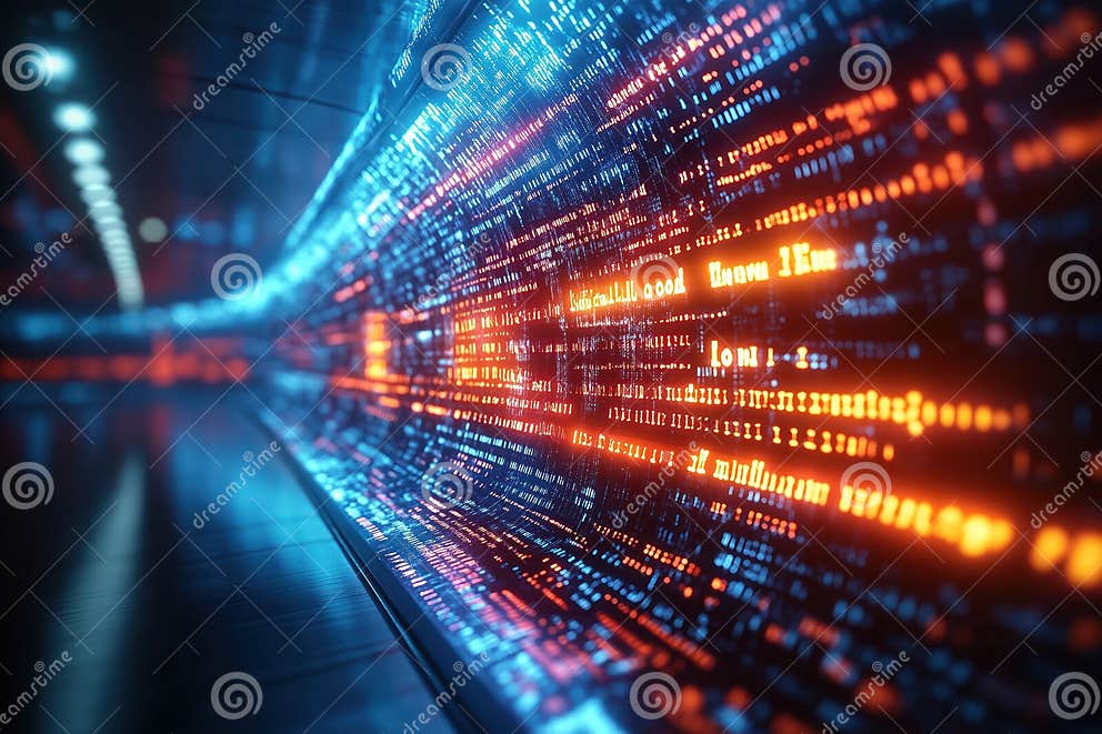 Colorful Coding Symbols Create Futuristic Tech Platform. Digital ...