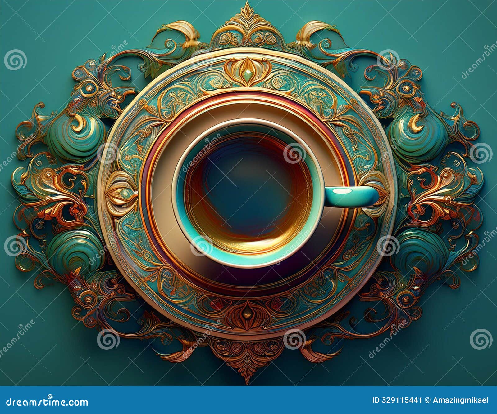Colorful Coffee Cup Illustration with Artistic Design and Copy Space ...
