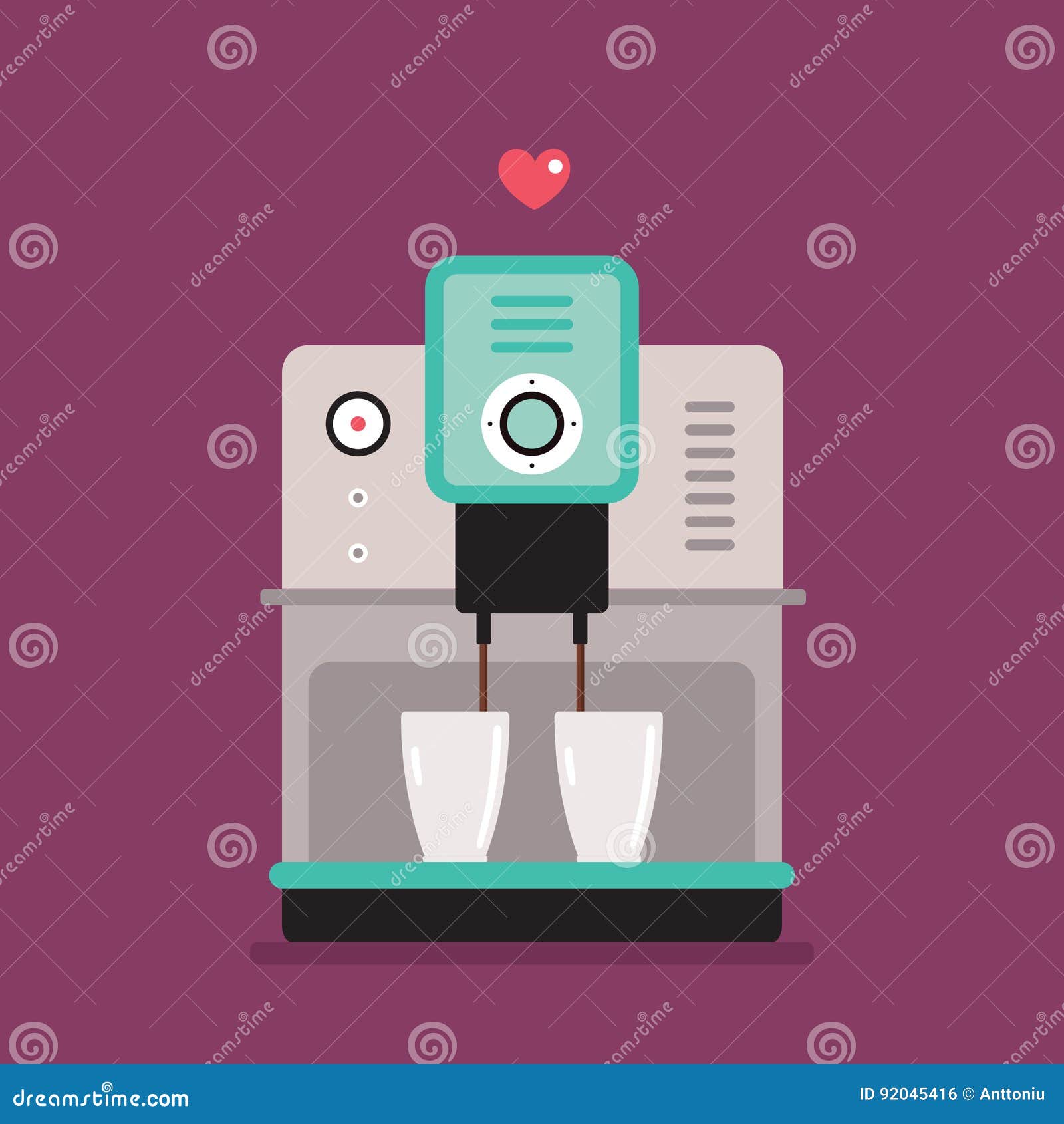 Colorful Coffee Machine on Purple Background Flat Design Stock ...