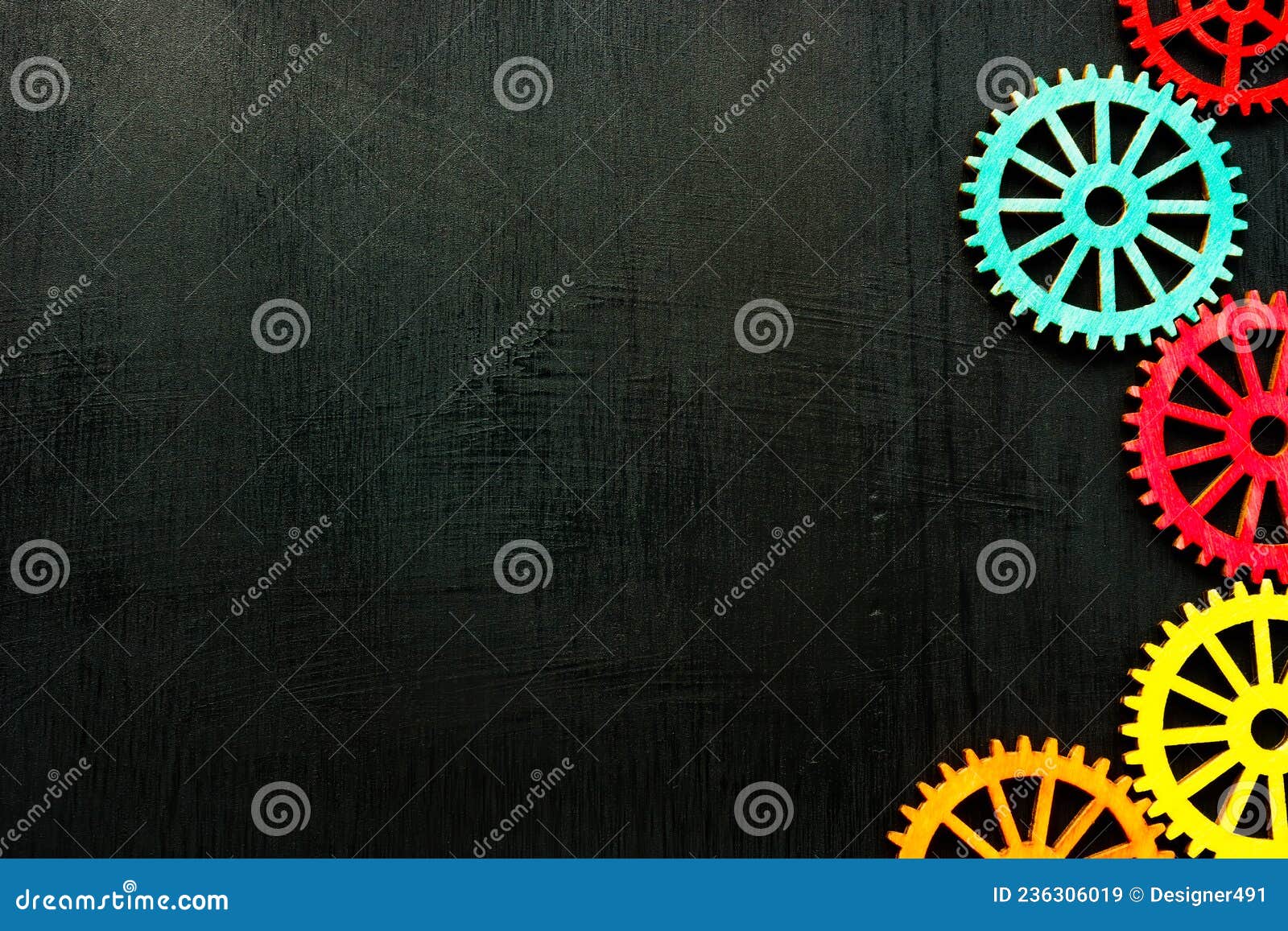 Colorful Cog Wheels on the Dark Surface and Empty Space. Stock Image ...
