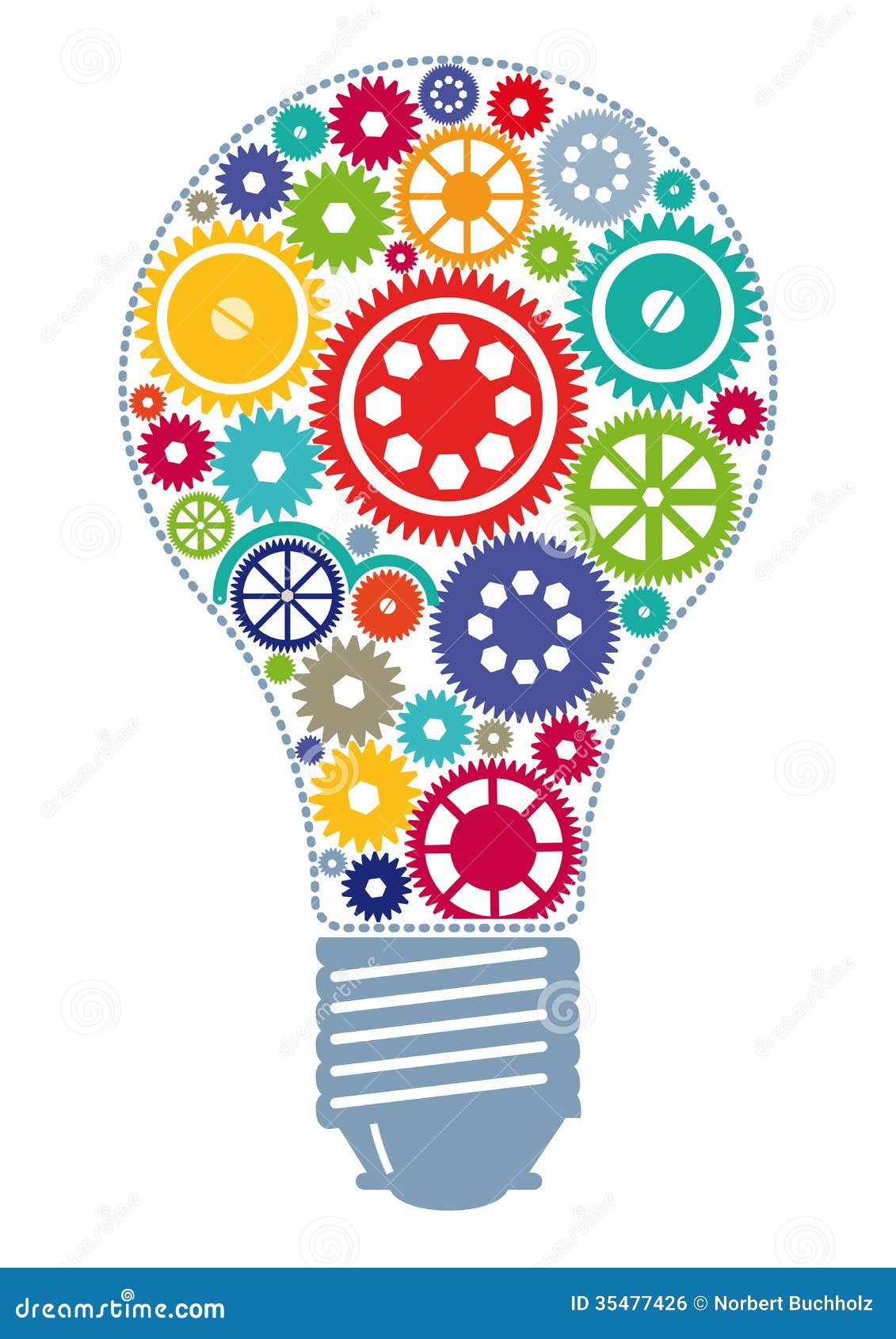 Colorful Cogs in Light Bulb Stock Vector - Illustration of colorful ...