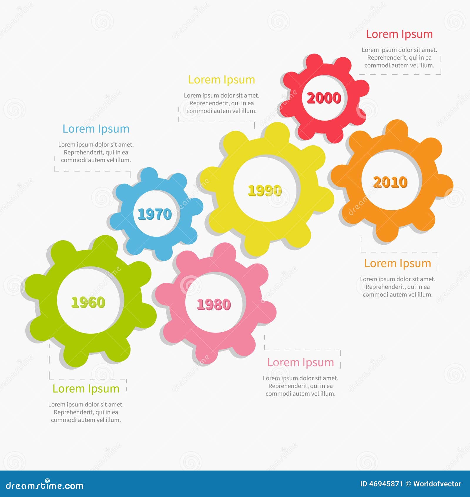 Colorful Cogwheel Gear Timeline Infographic Template. Flat Design Stock ...
