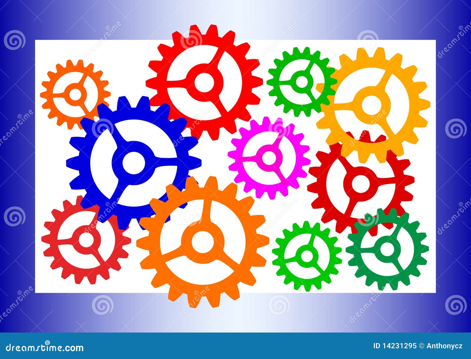 Colorful cogwheels stock illustration. Illustration of blue - 14231295