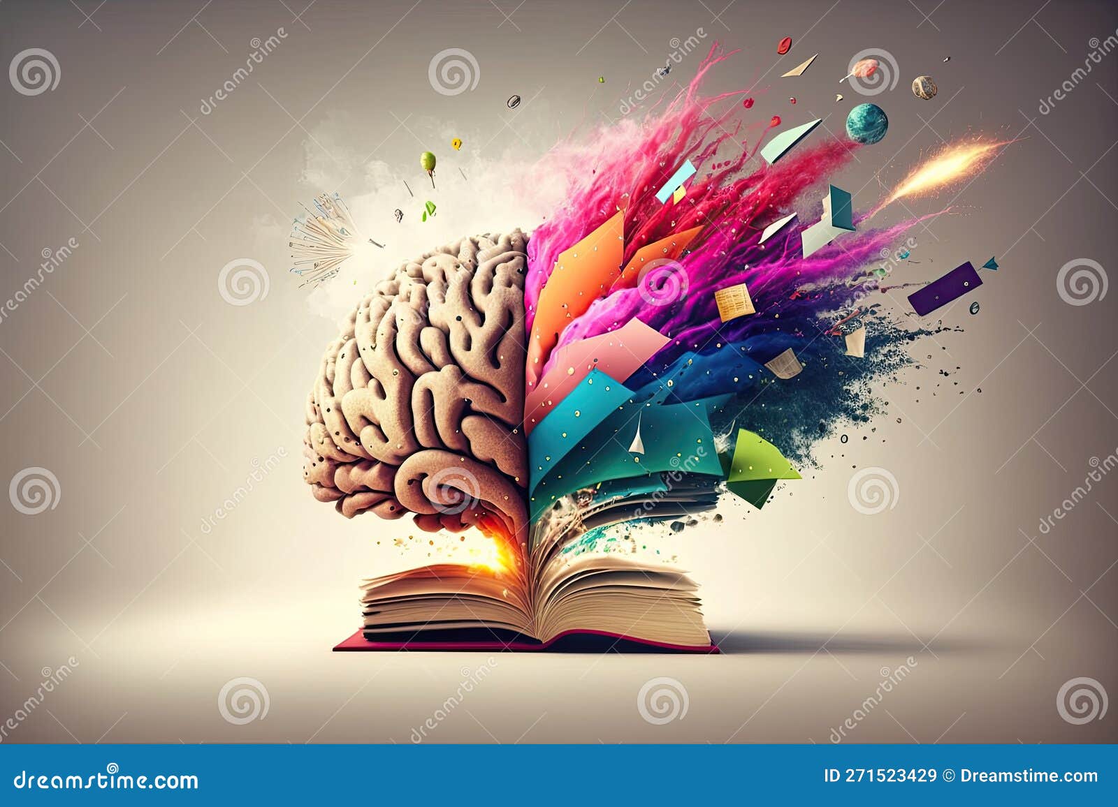 Collage of Book and Brain Representing Science and Knowledge ...