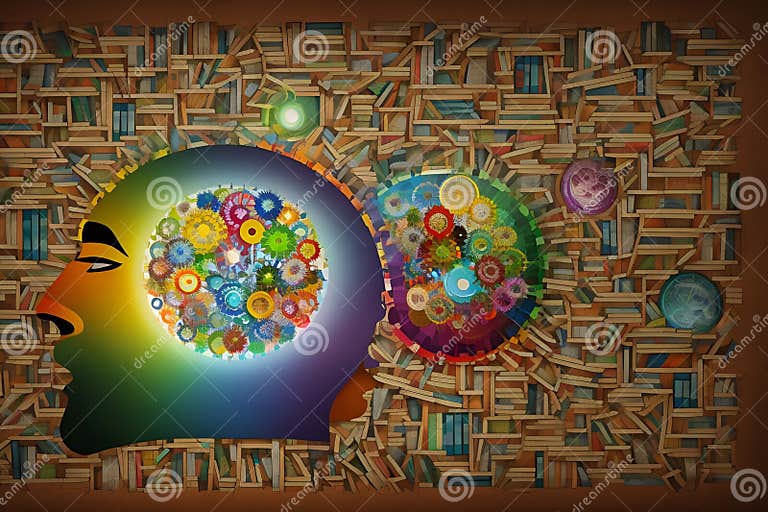 Colorful Collage with a Books Stock Illustration - Illustration of ...