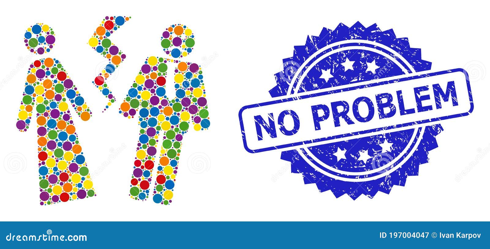 Textured No Problem Stamp and Colorful Mosaic Broken Wedding Stock ...