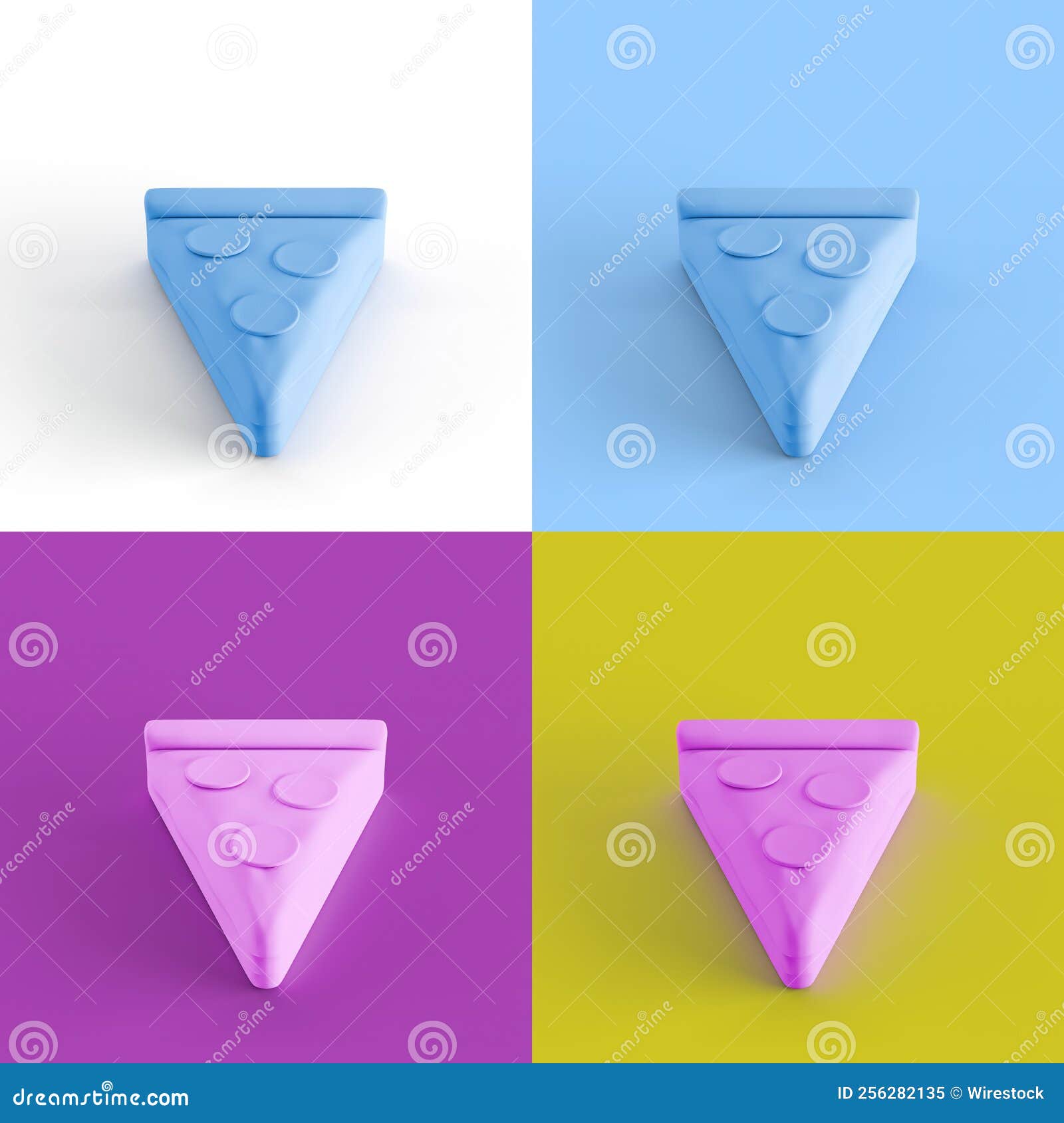 Colorful Collage of 3d Rendered Pizza Slices Stock Illustration ...