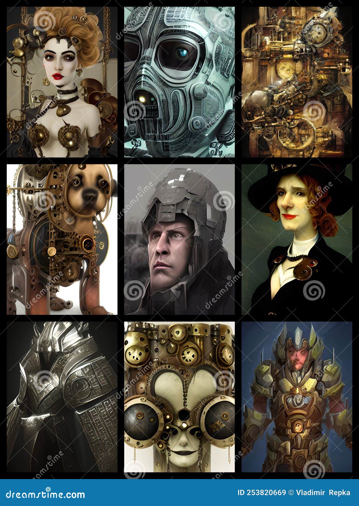 Colorful Collage Of Digitally Painted Steampunk Artworks Royalty-Free ... Colorful Collage Of Digitally Painted Steampunk Artworks Royalty-Free ...