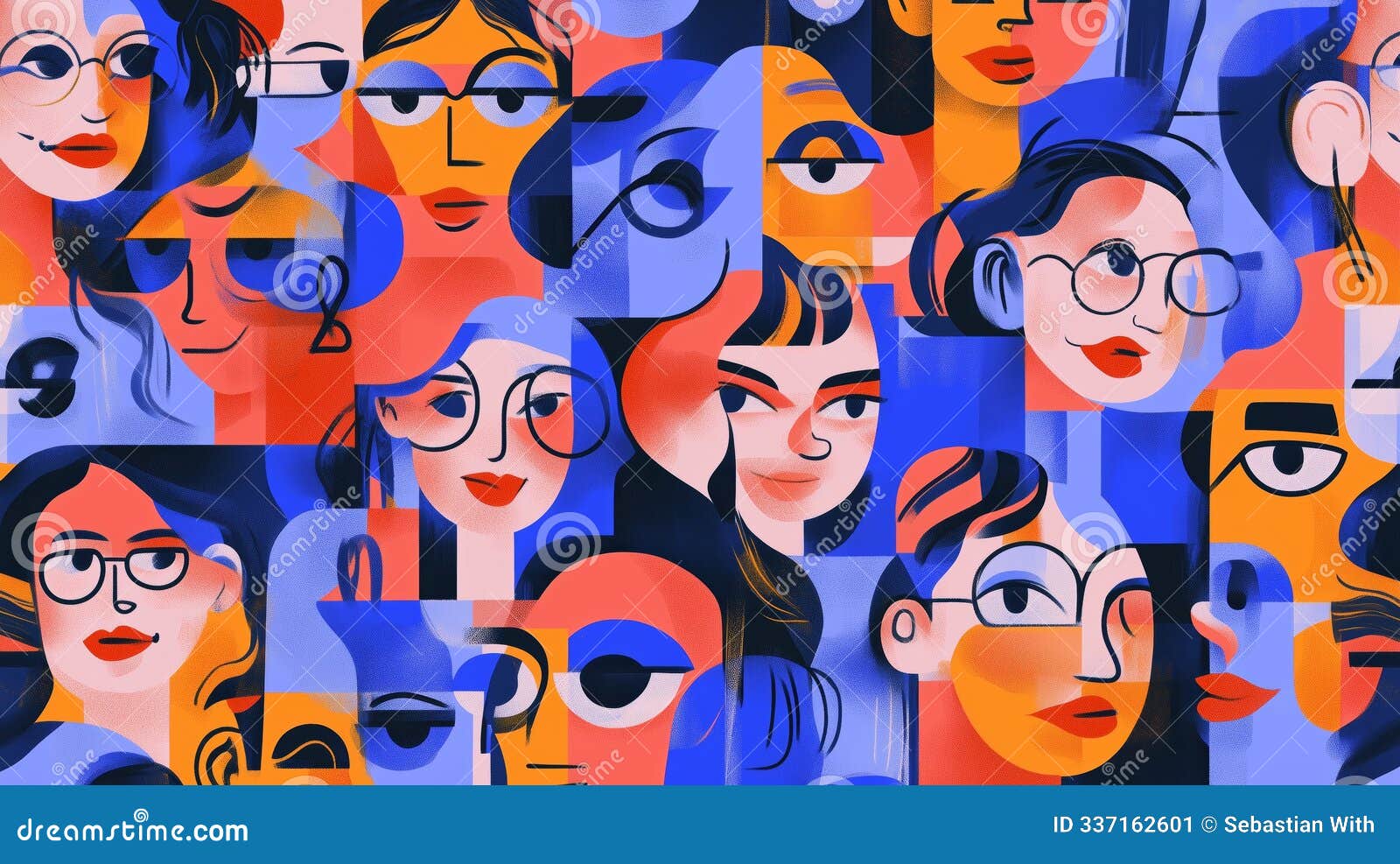 A Colorful Collage of Diverse Women S Faces with Vibrant Expressions ...