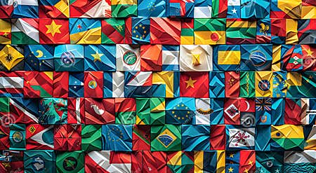 Colorful Collage of Flags of Different Countries of the World Stock ...