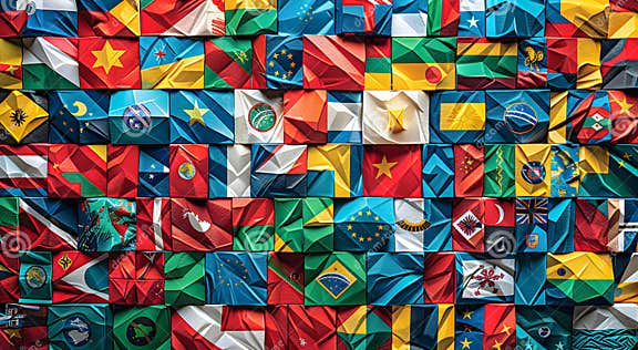 Colorful Collage of Flags of Different Countries of the World Stock ...