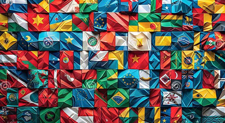 Colorful Collage of Flags of Different Countries of the World Stock ...