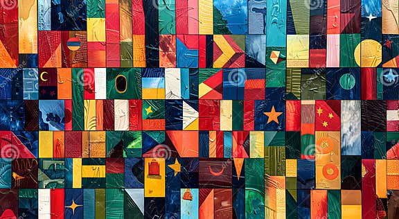 Colorful Collage of Flags of Different Countries of the World Stock ...
