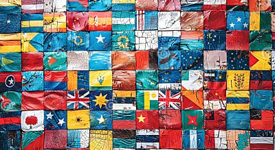 Colorful Collage of Flags of Different Countries of the World Stock ...