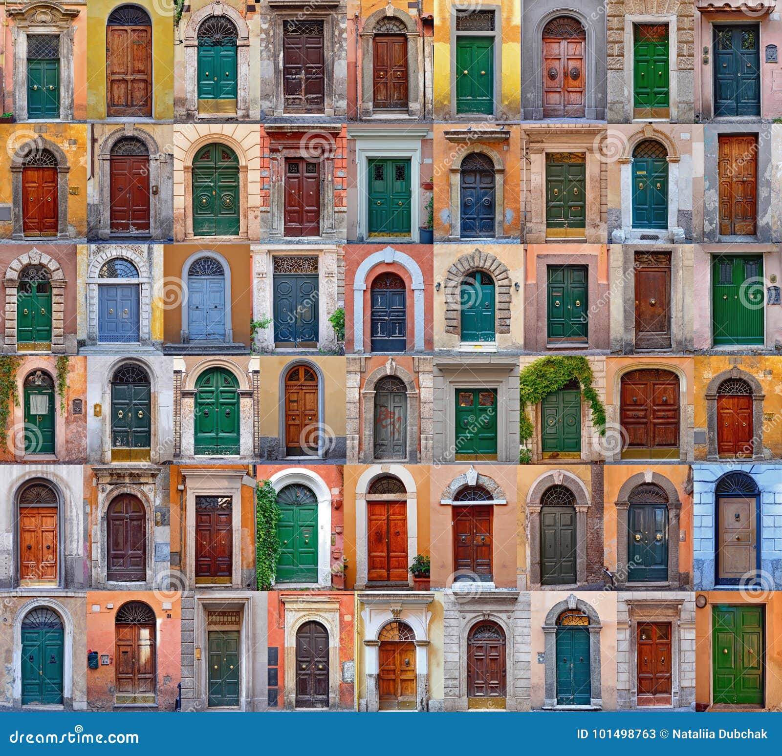 Colorful Collage Made of Doors from Rome Stock Image - Image of design ...