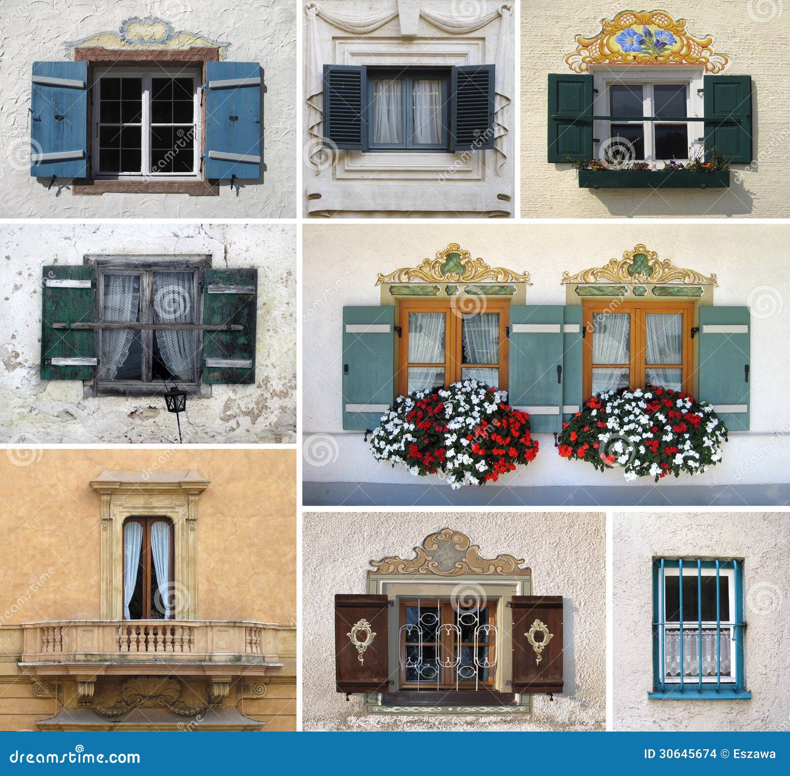 Colorful Collage Made of Windows Stock Photo - Image of antique ...