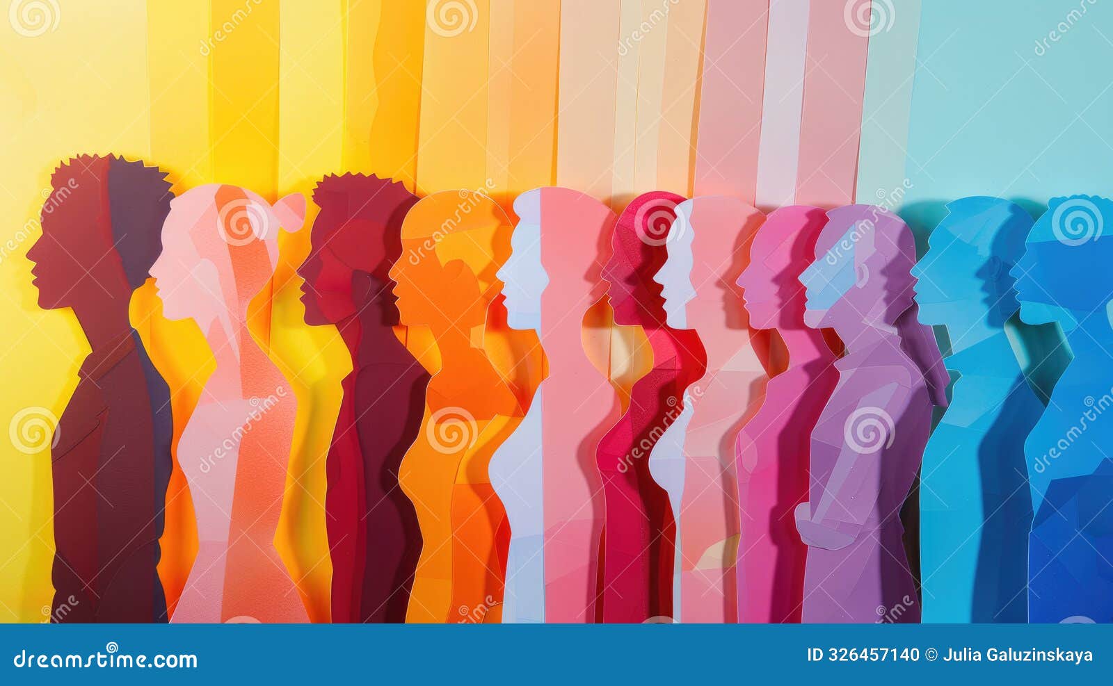 A Colorful Collage of Paper Cutouts of People. Paper People Background ...