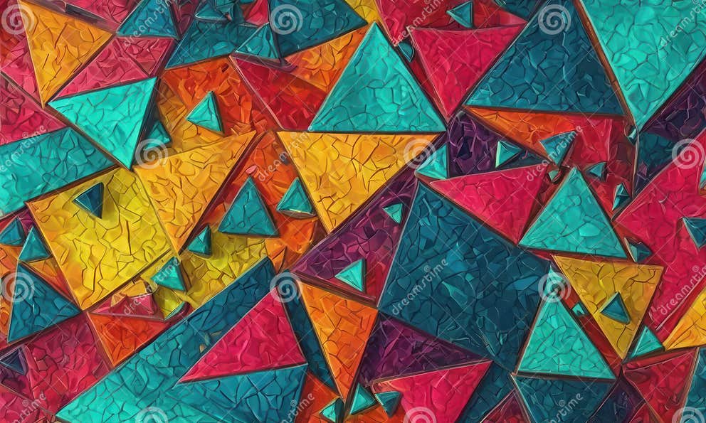 A Colorful Collage of Triangles is Displayed in this Image. Stock ...
