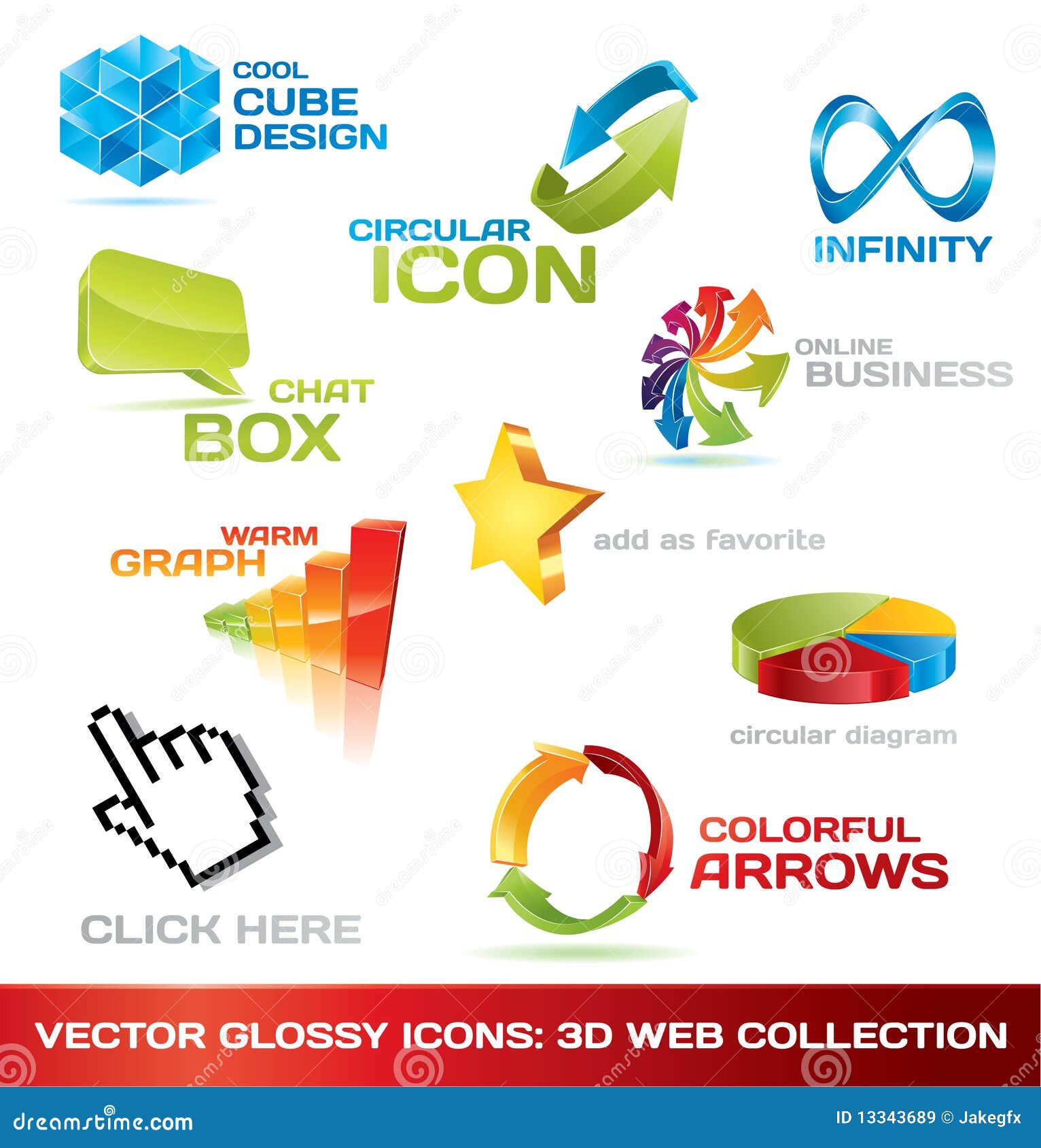 Colorful Collection of 3d Web Icons Stock Vector - Illustration of ...