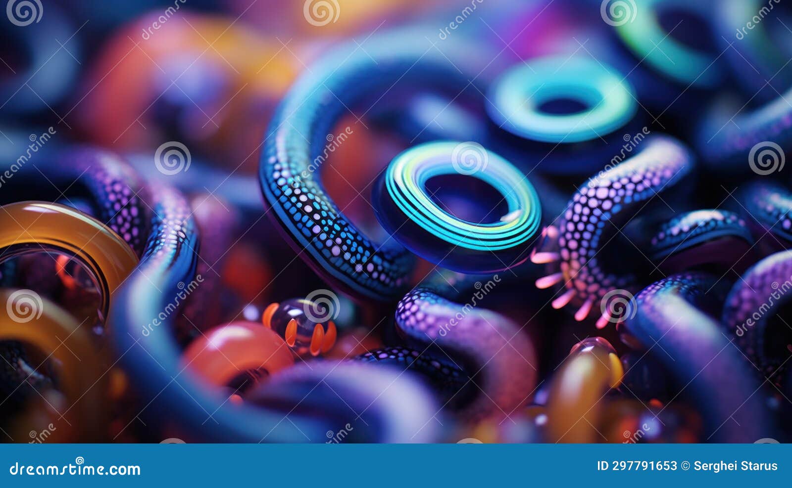A Colorful Collection of Different Colored Rings, AI Stock Illustration ...