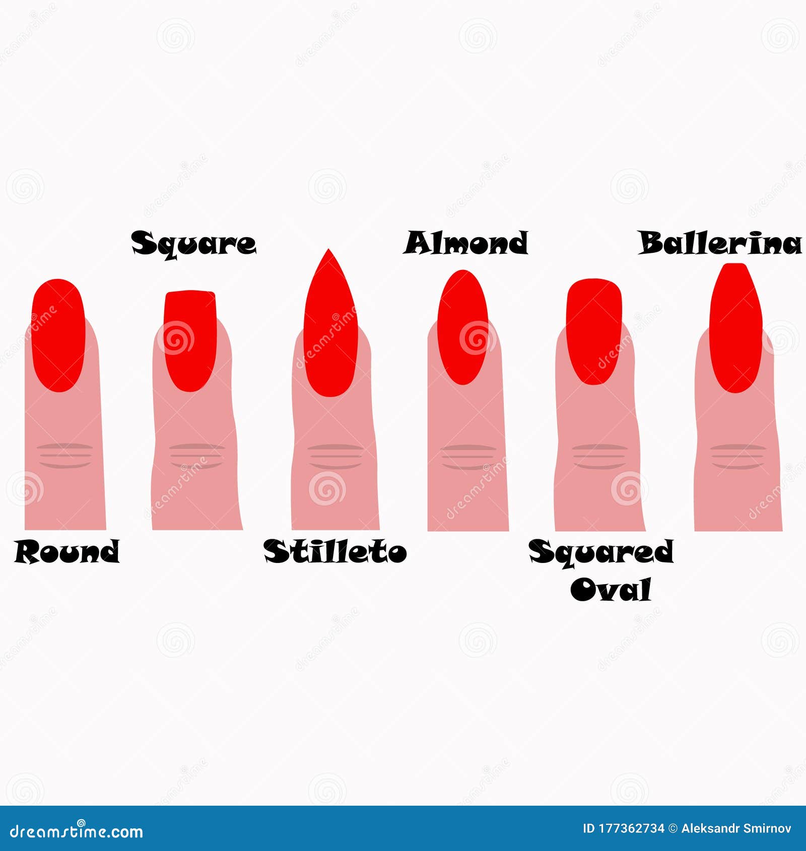 Colorful Collection of Fingernails with Different Shape Stock ...