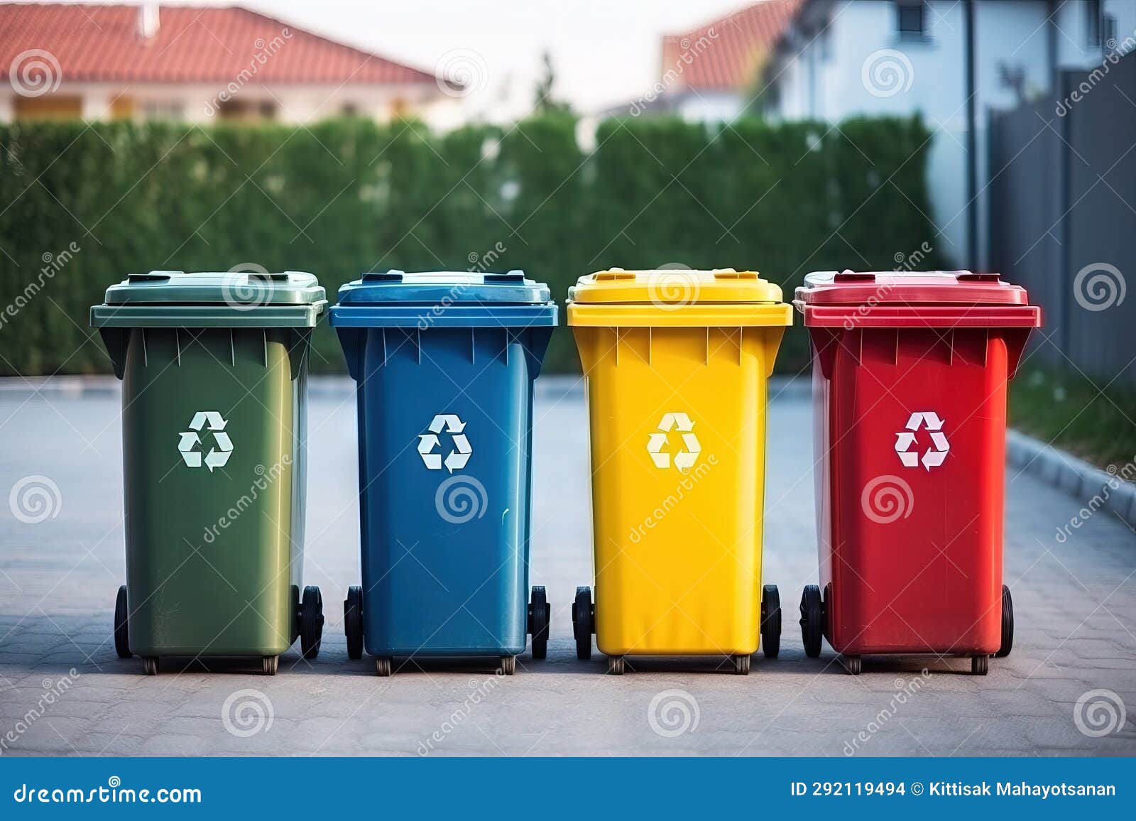 Colorful Collection of Recycling Bins with Different Type of Waste ...