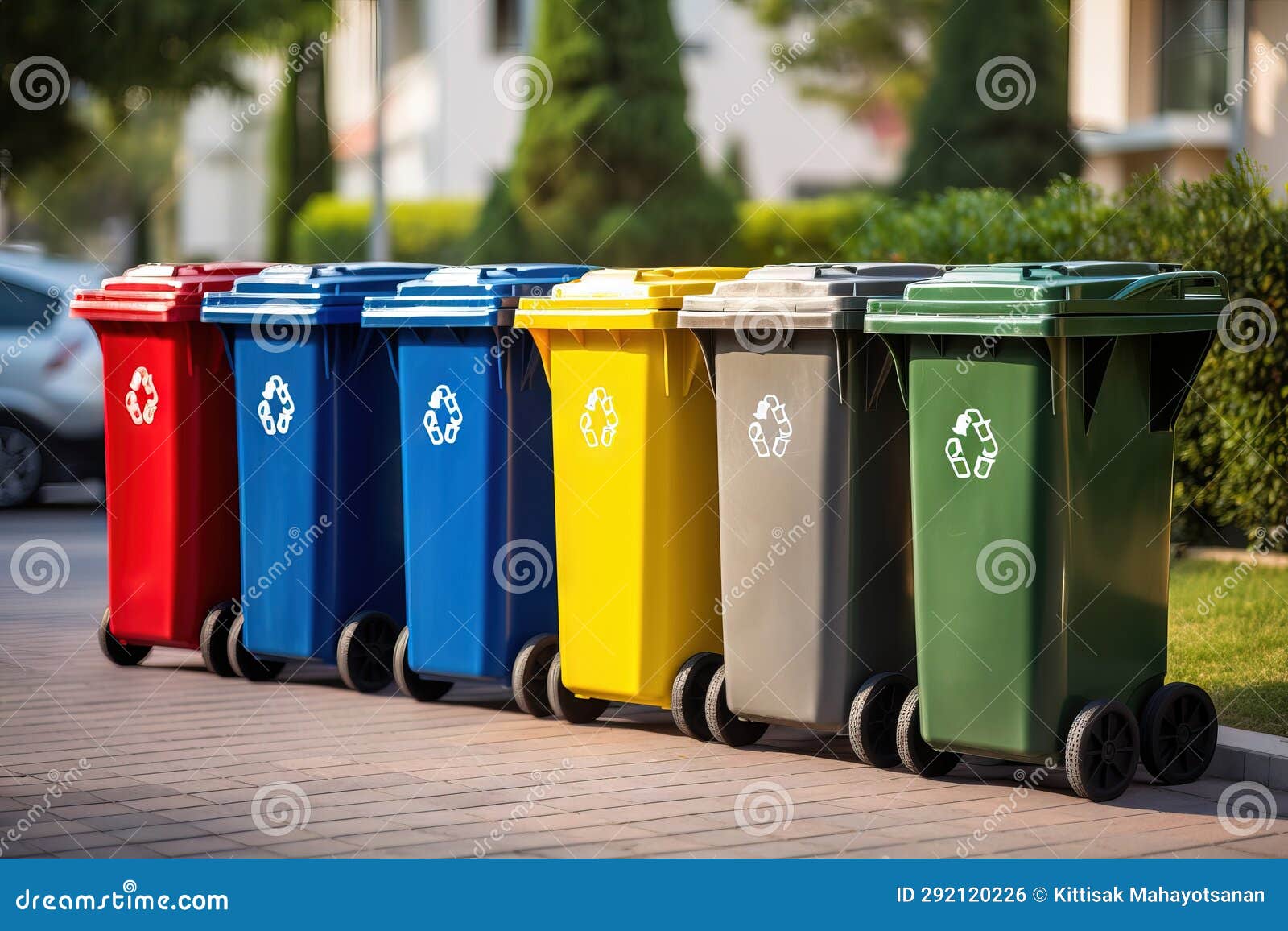 Colorful Collection of Recycling Bins with Different Type of Waste ...