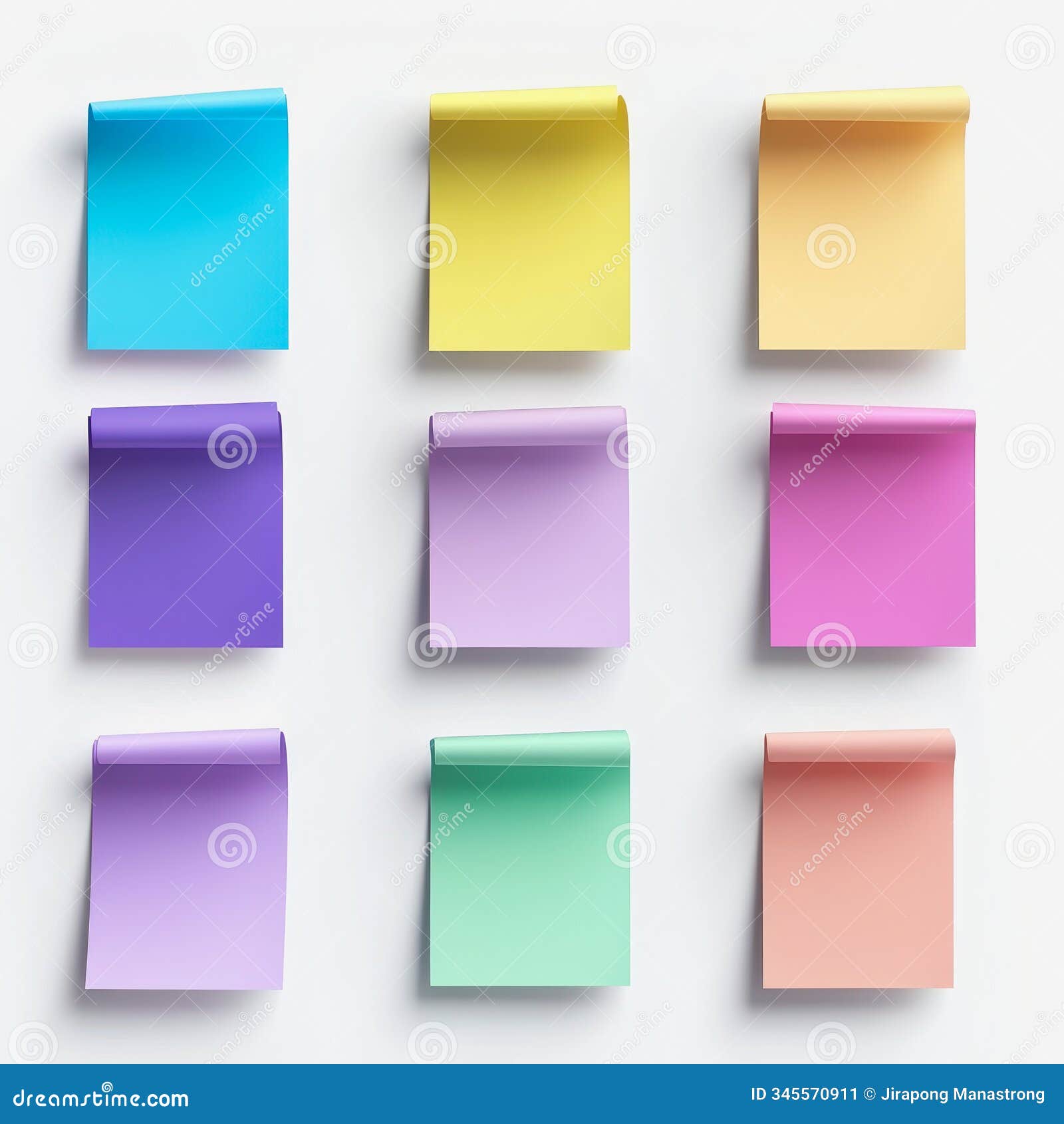 Colorful Collection of Sticky Notes Arranged in a Multi-Row Display on ...