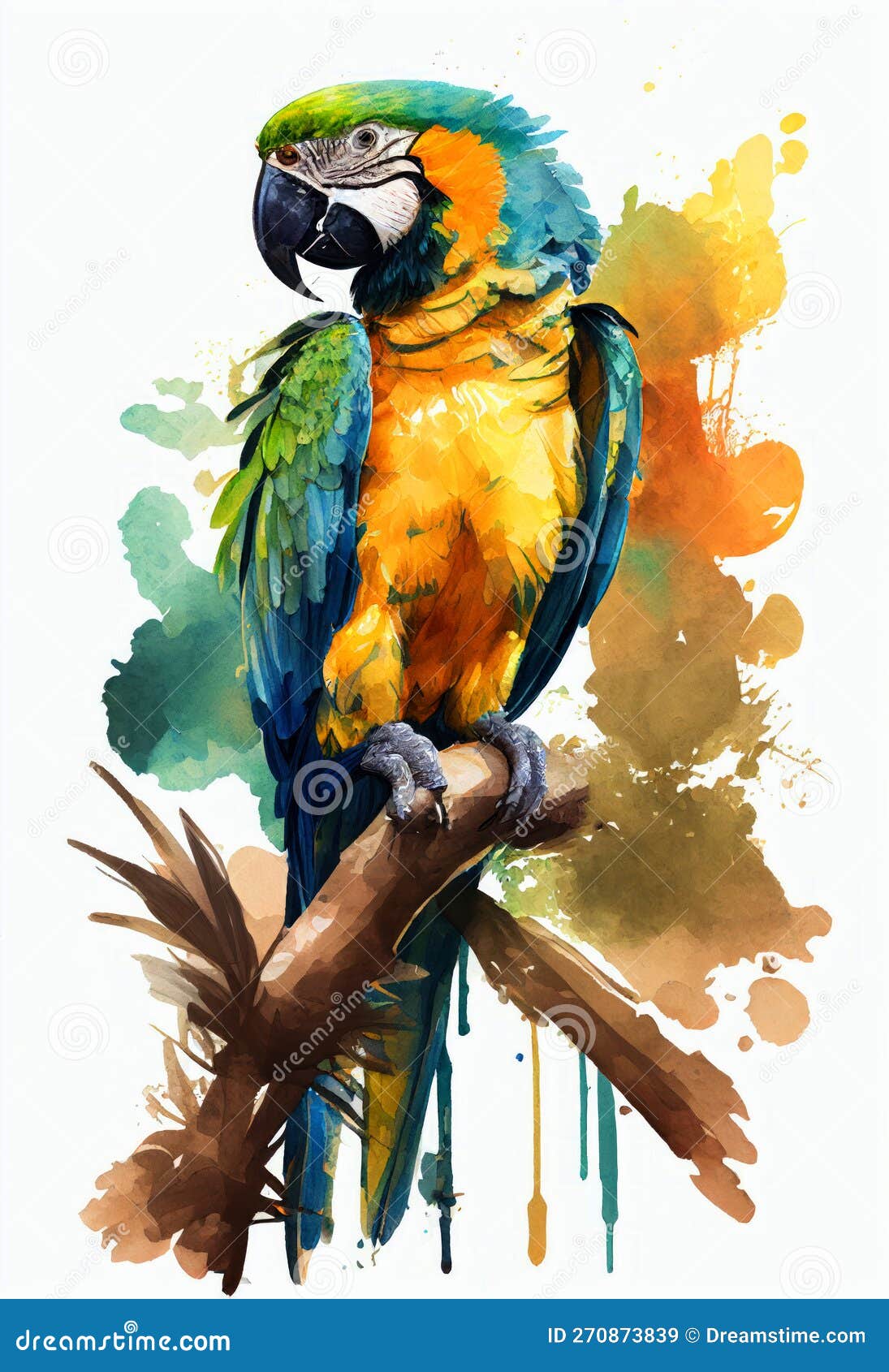 Colorful Colorwater Drawing Macaw Bird Background. Ai Generated Royalty ...