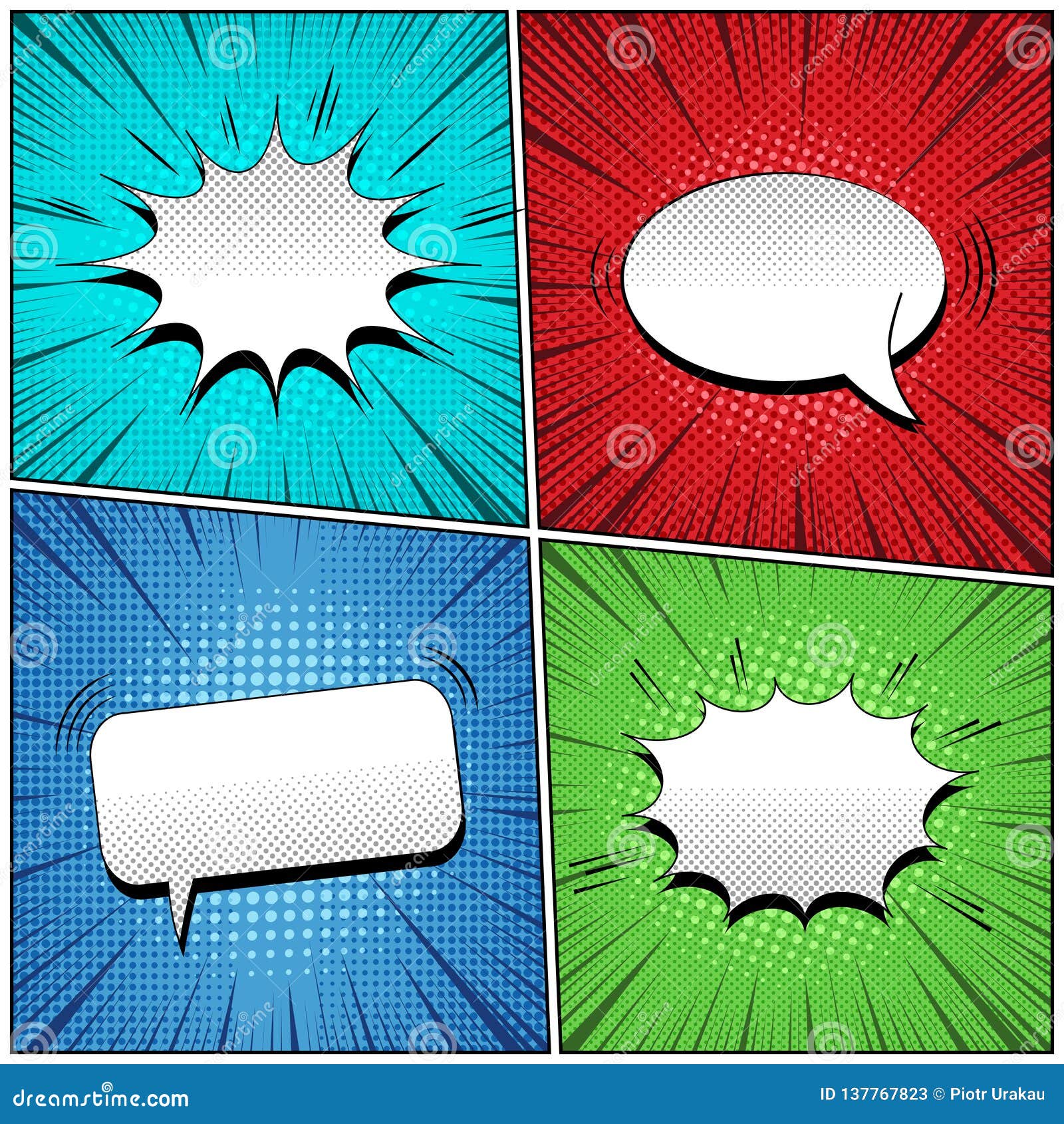 Colorful Comic Backgrounds Set Stock Vector - Illustration of design ...