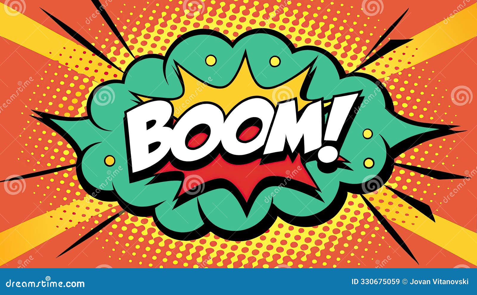 Colorful Comic Book Background with Explosion Effect and Boom Text ...