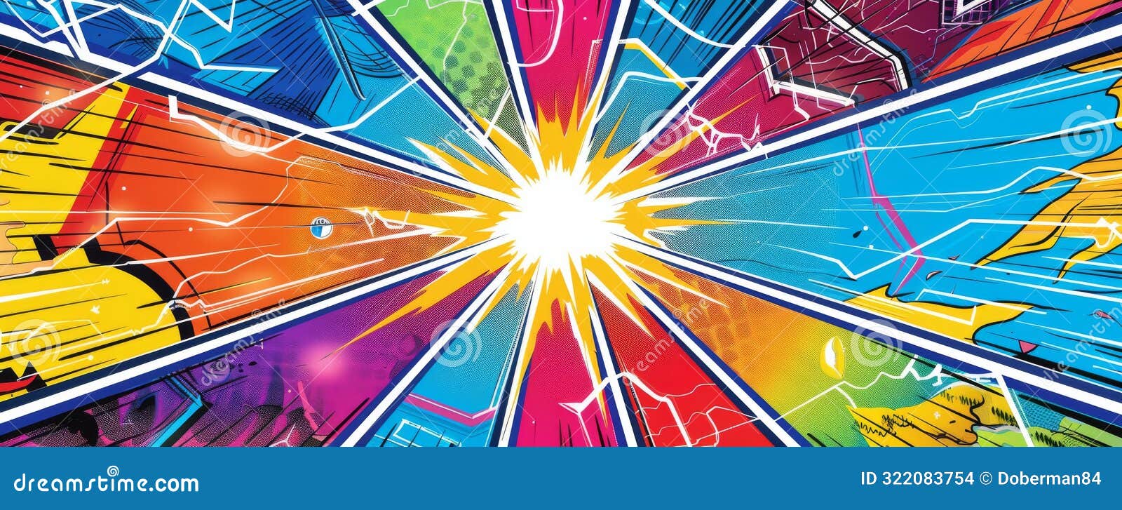 Colorful Comic Book Page with Multicolored Dynamic Action Scene and ...