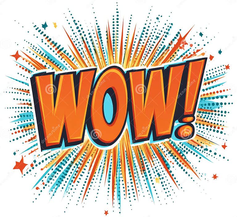 A Colorful Comic Book-style Depiction of WOW! Exploding. Stock Image ...