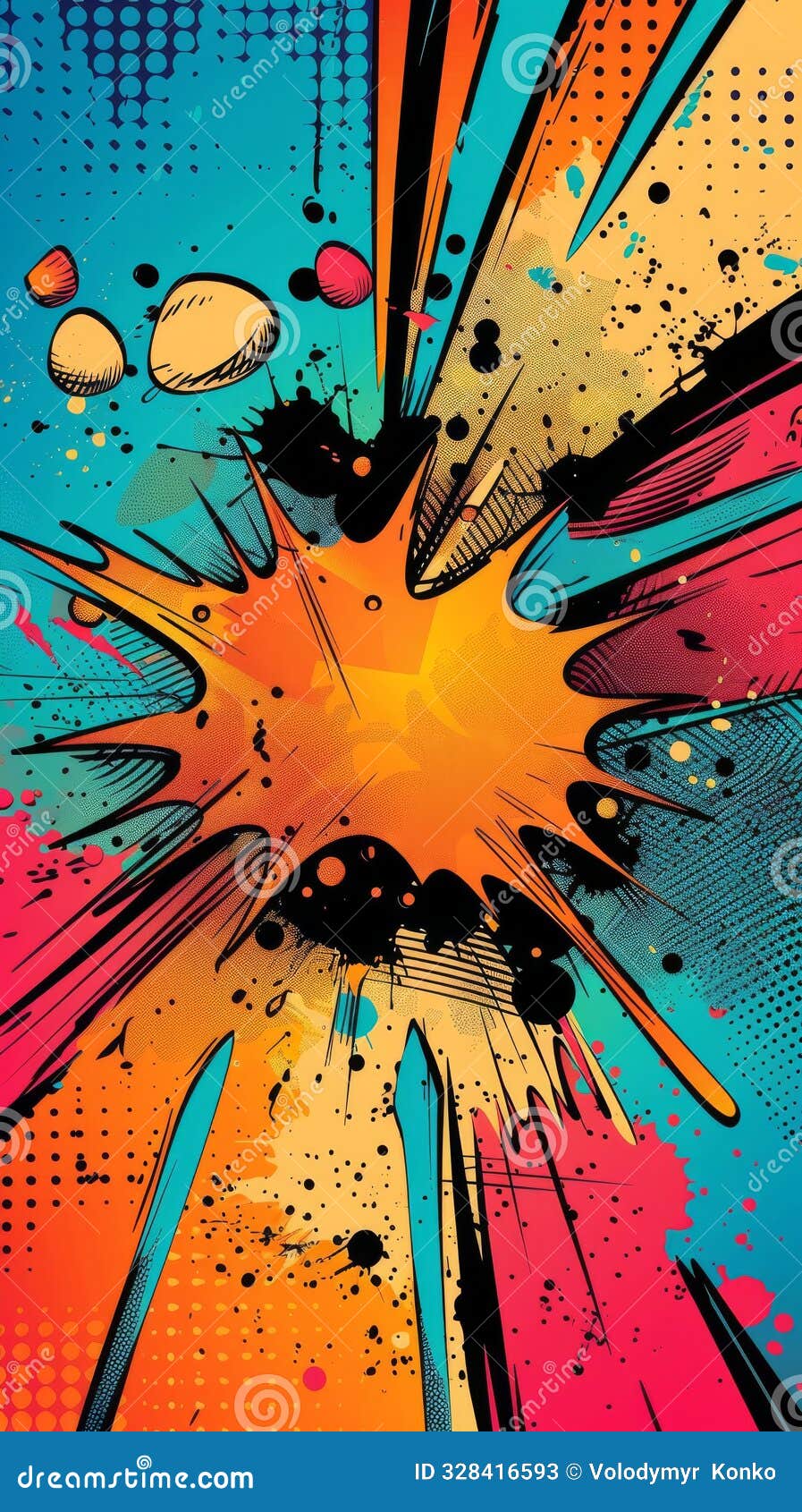 Colorful Comic Book Style Explosion Background, Abstract Design with ...