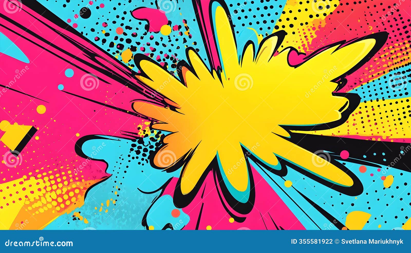 Colorful Comic Book Style Explosion Design with Dynamic Lines, Bright ...