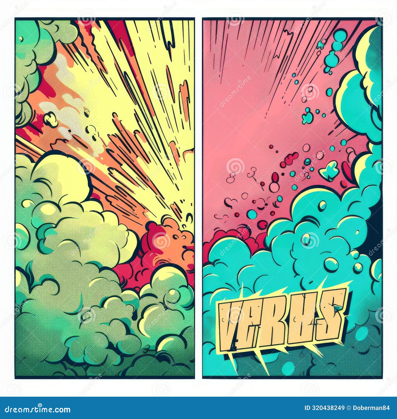 Colorful Comic Book Style Explosion Panels with Vibrant Pop Art Design ...