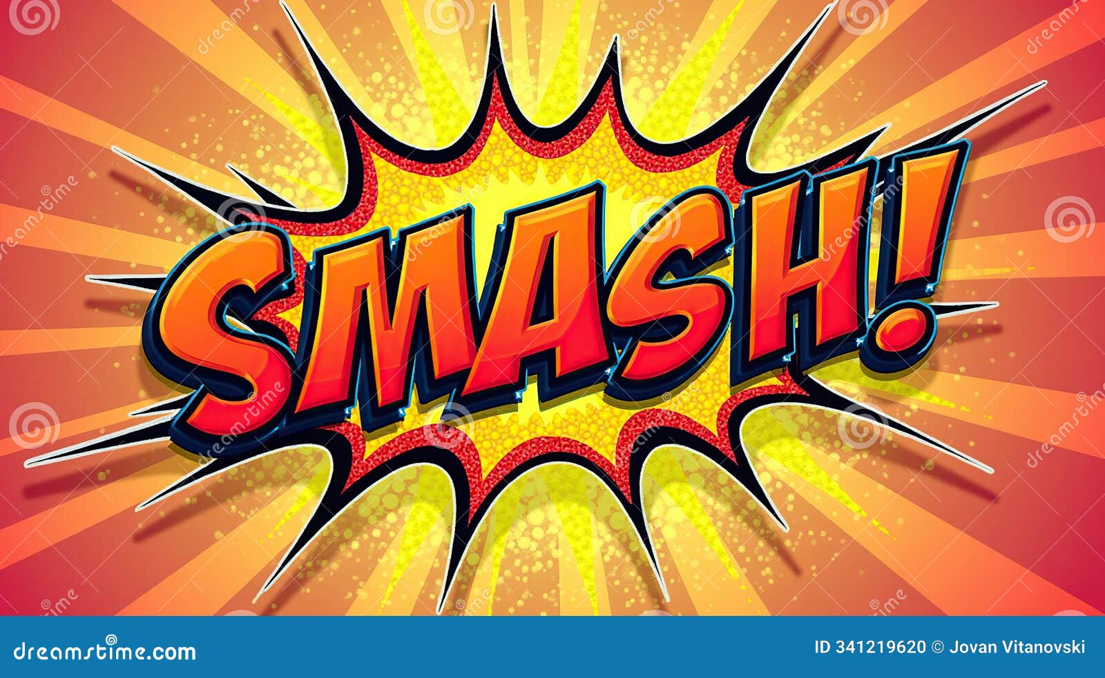 Colorful Comic Book Style Explosion with Smash Text Stock Illustration ...