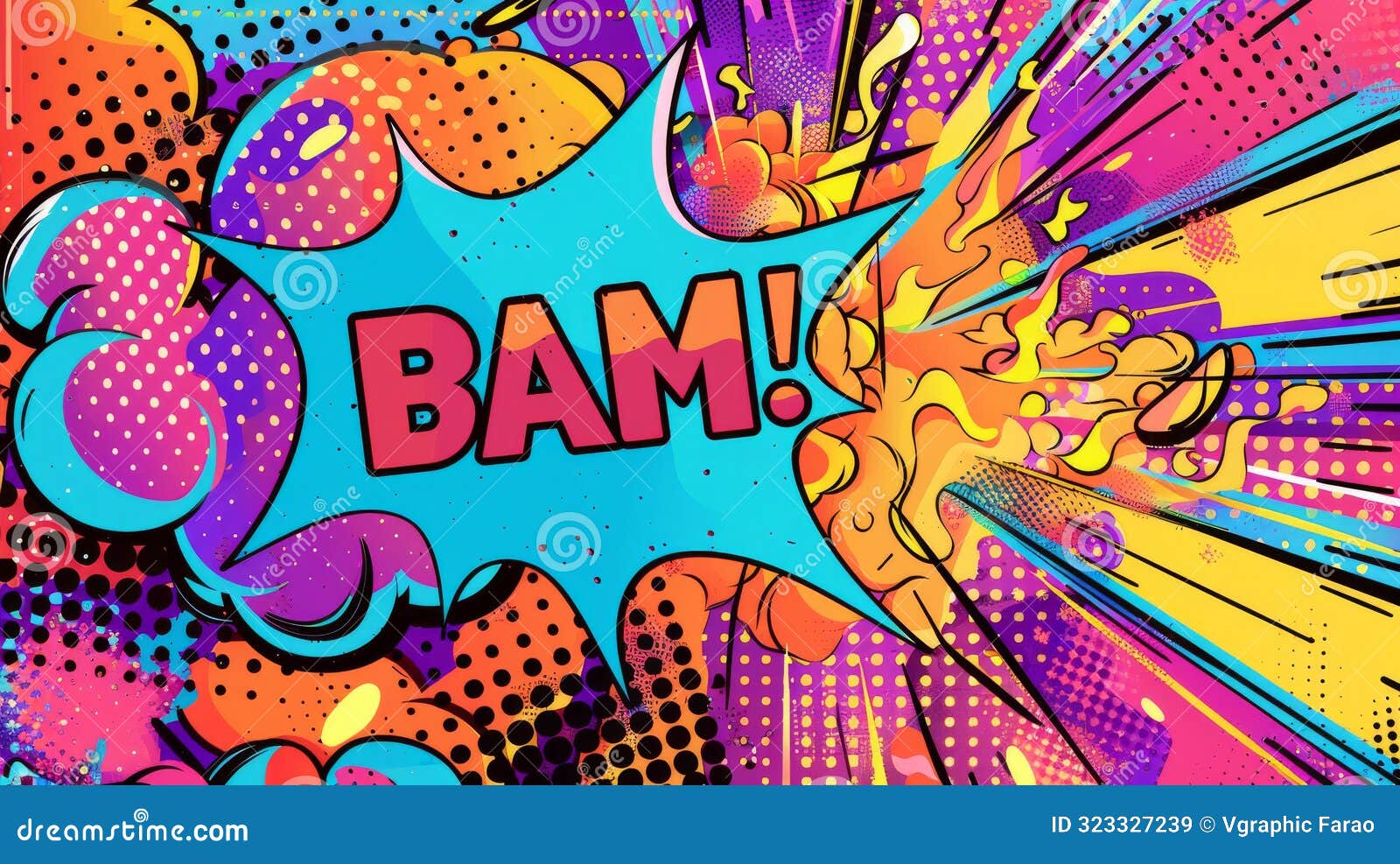 Colorful Comic Book Style Explosion with Text BAM! Stock Image - Image ...