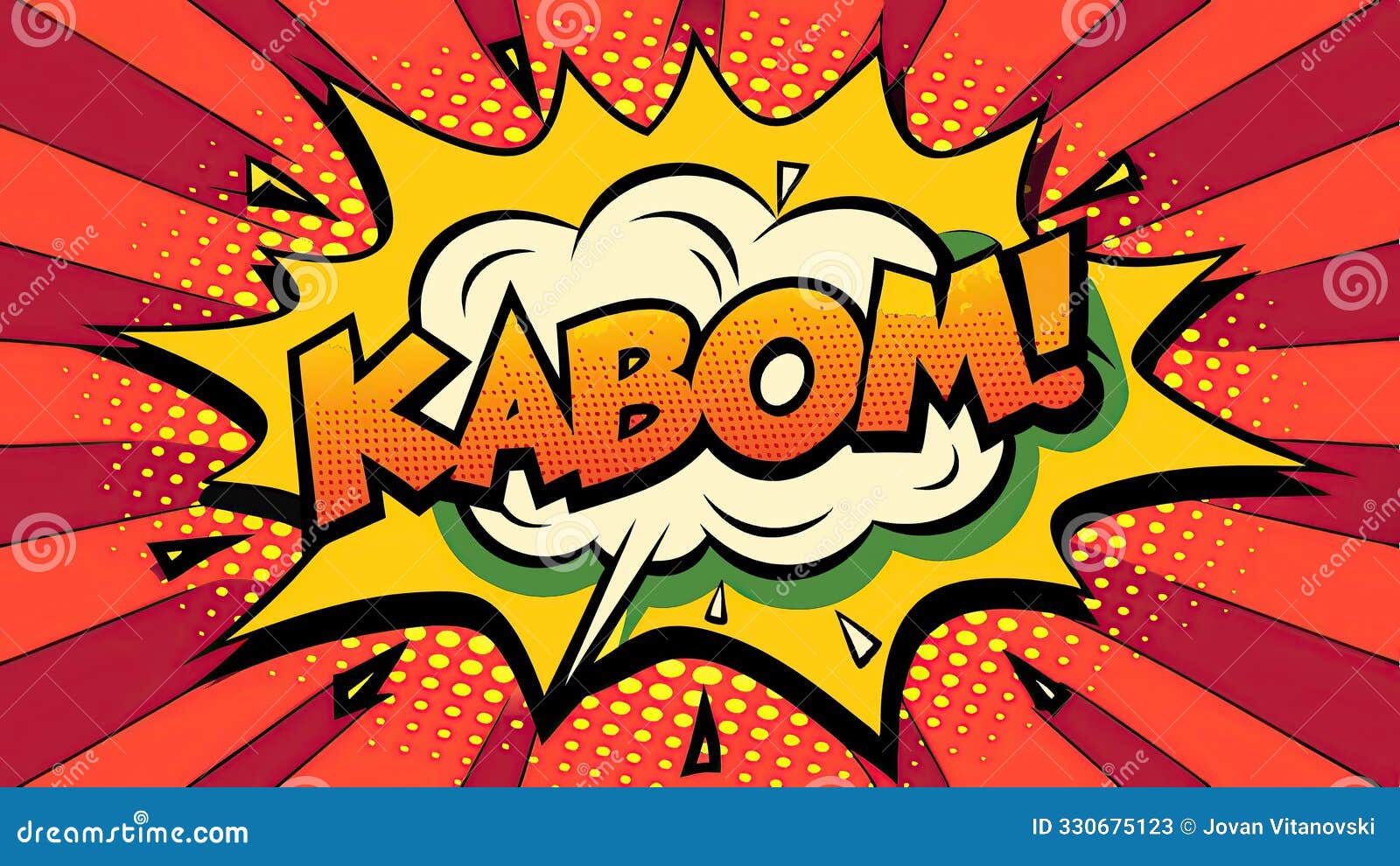 Colorful Comic Book Style Explosion with the Word KABOM Stock ...