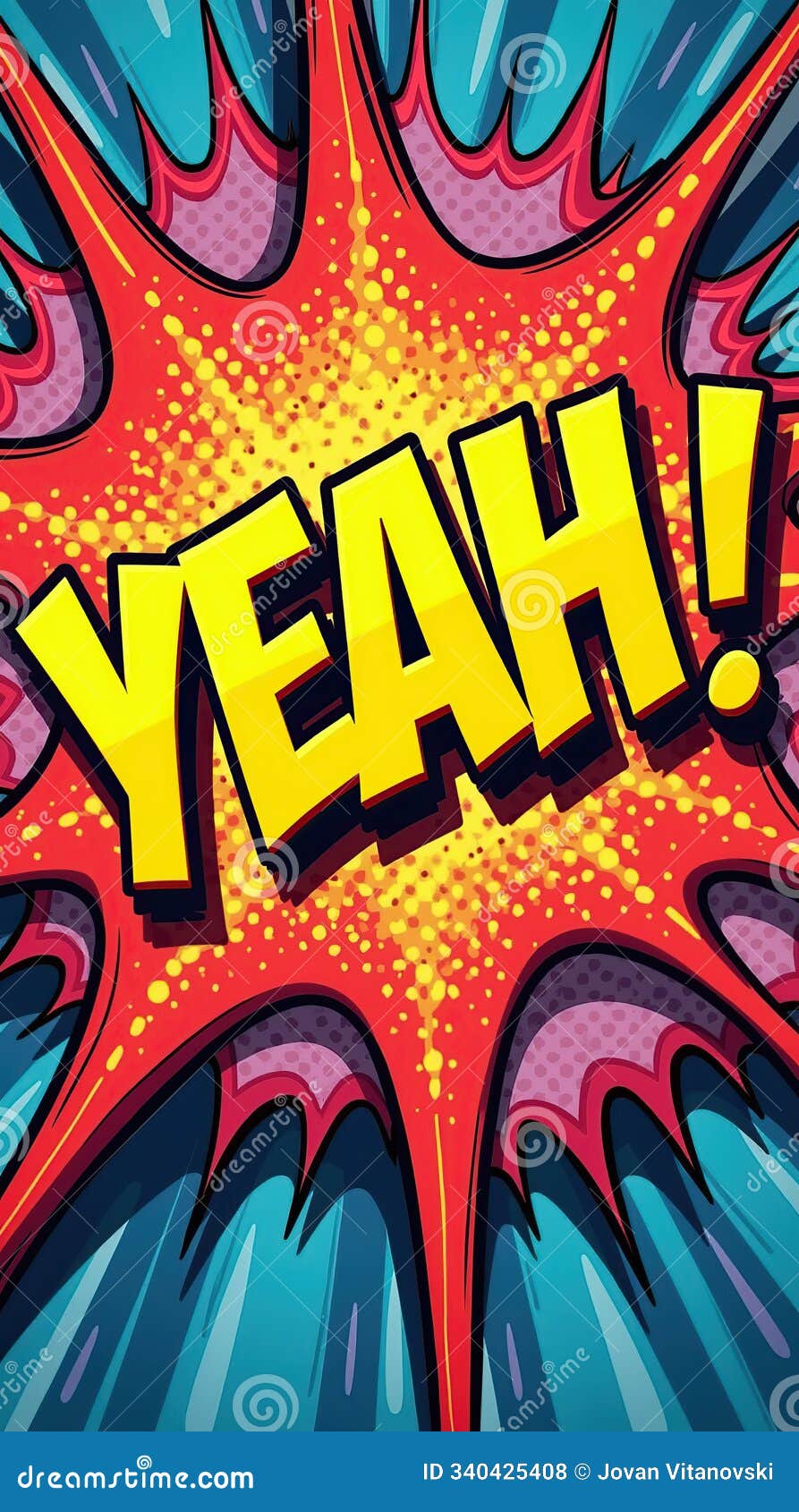 Colorful Comic Book Style Explosion with Yeah Text Stock Illustration ...