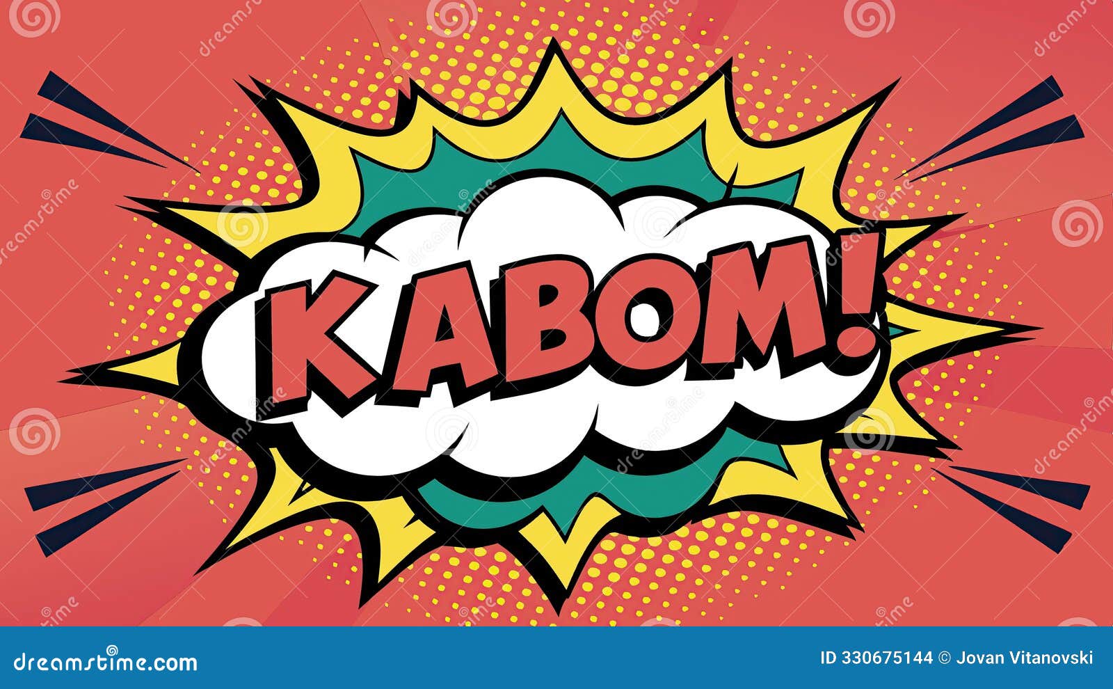 Kaboom Illustration - Yellow And Orange Text, Red Background ...