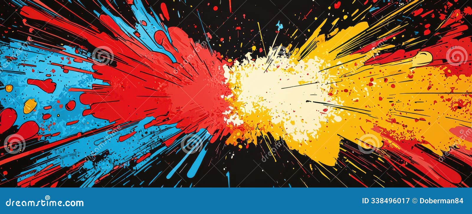 Colorful Comic Book-style Panel with Dynamic Paint Splatter Creating a ...