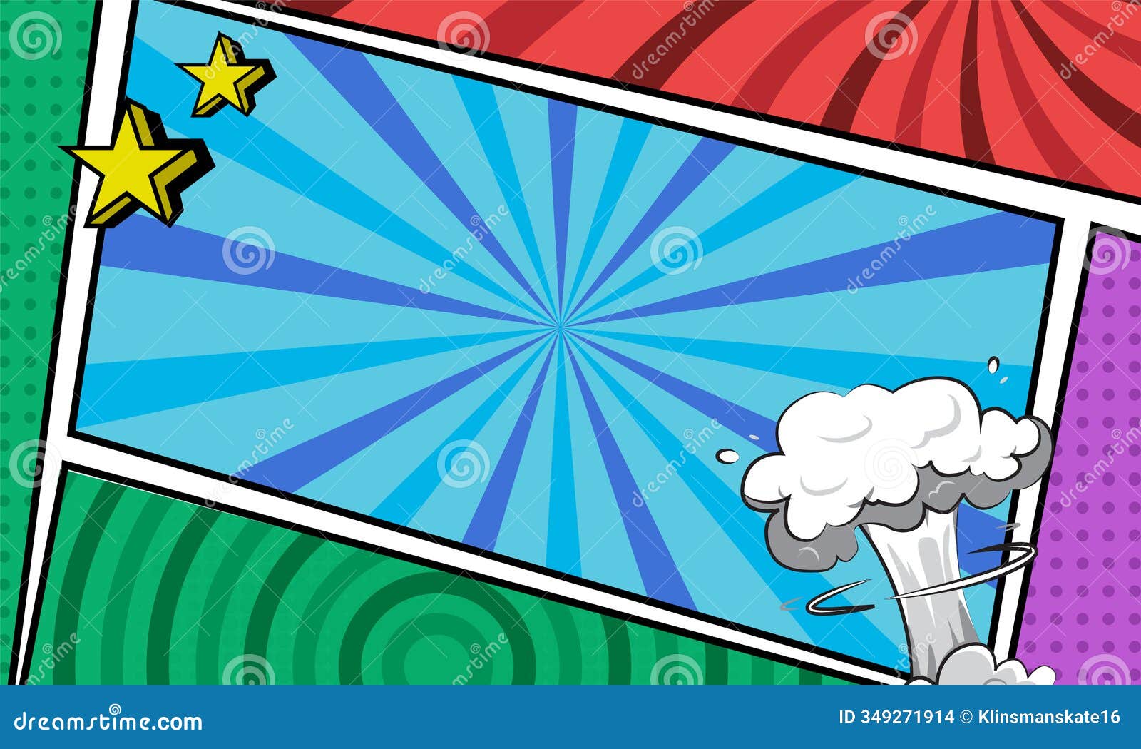 Colorful Comic Cartoon Frame Border Template Background Vector Stock ...