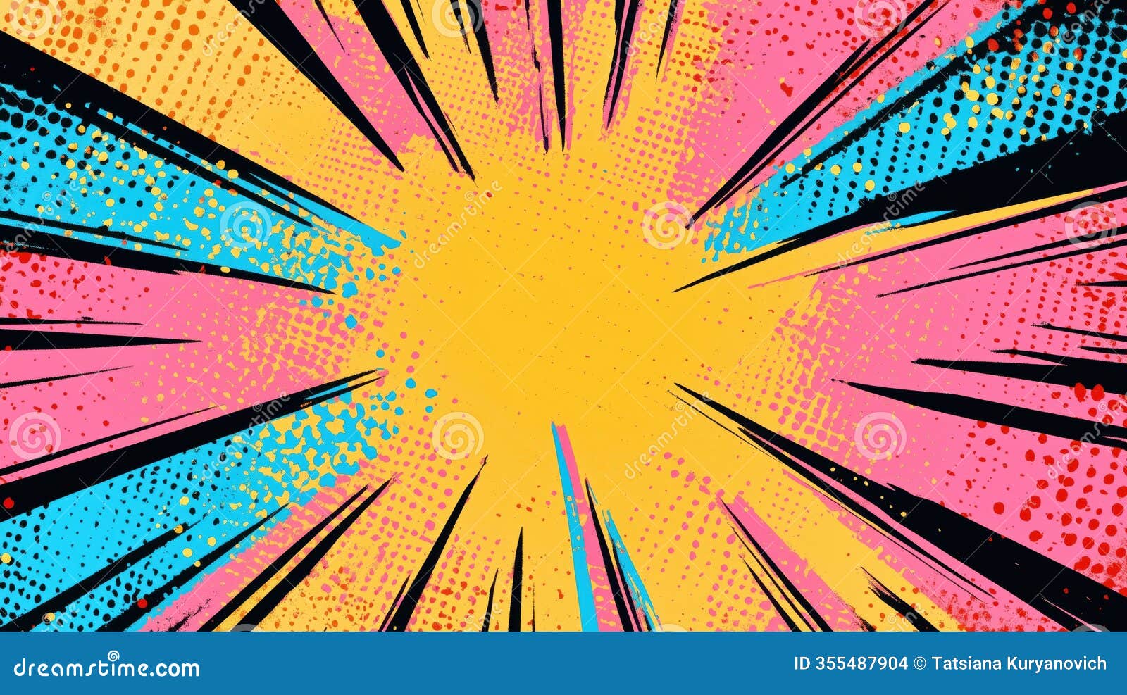 Colorful Comic Explosion Background with Vibrant Rays and Dots Stock ...