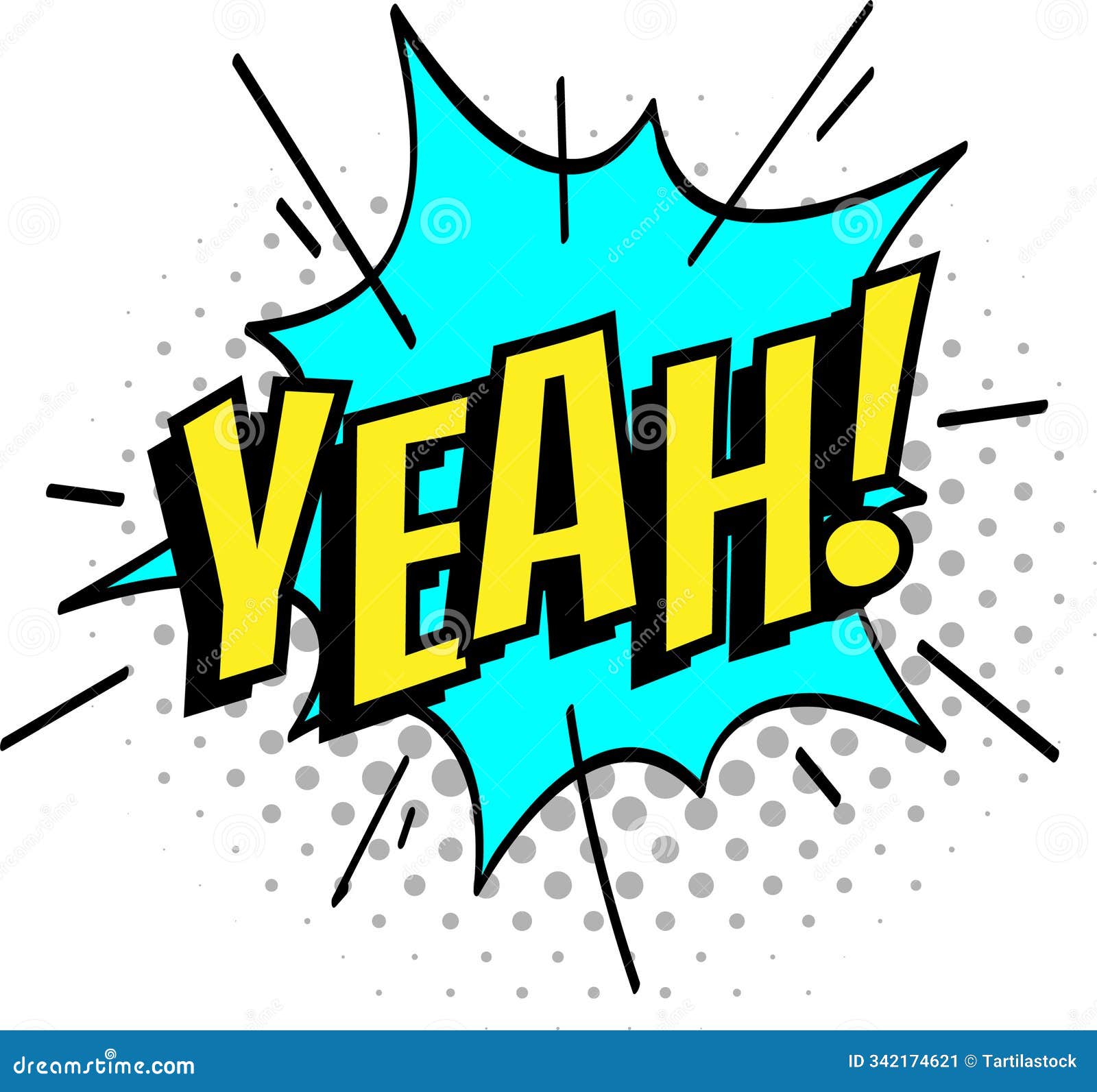 Colorful Comic Speech Bubble Exploding with the Word Yeah Expressing ...