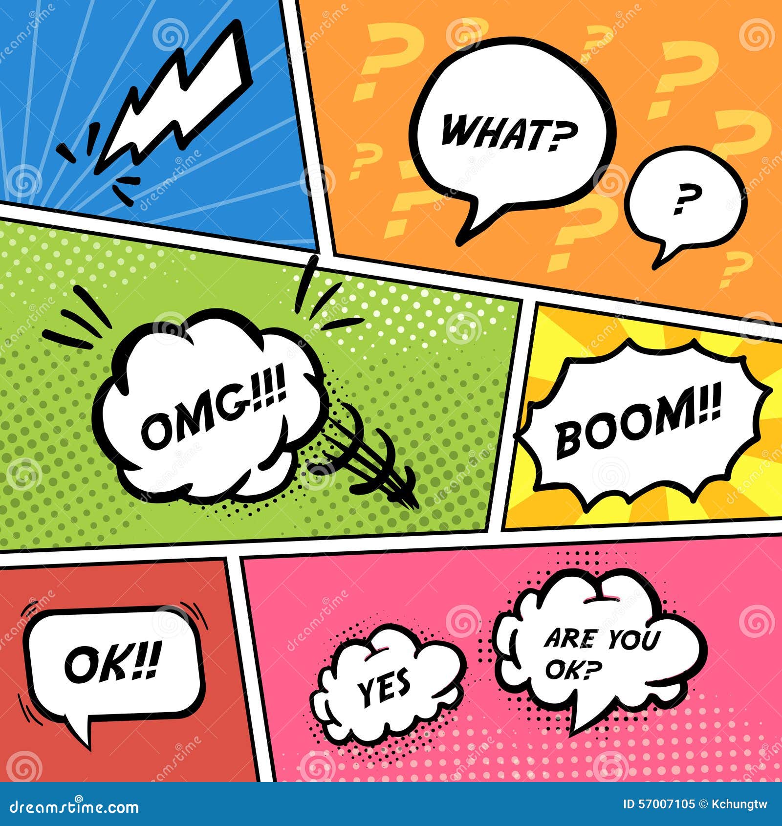 Colorful Comic Speech Bubbles Set Stock Illustration - Illustration of ...