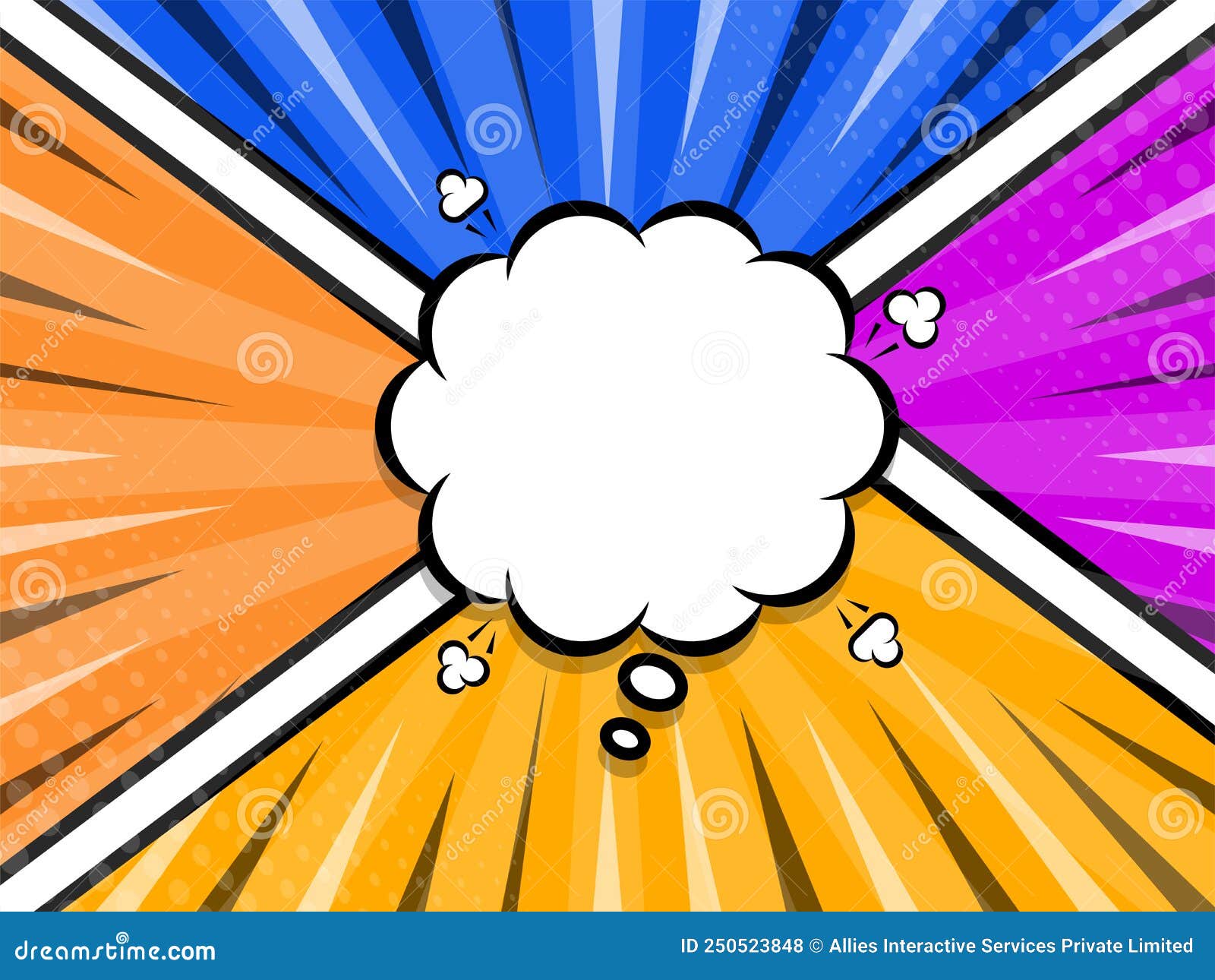 Colorful Comic Style Background with Empty Cloud Stock Illustration ...