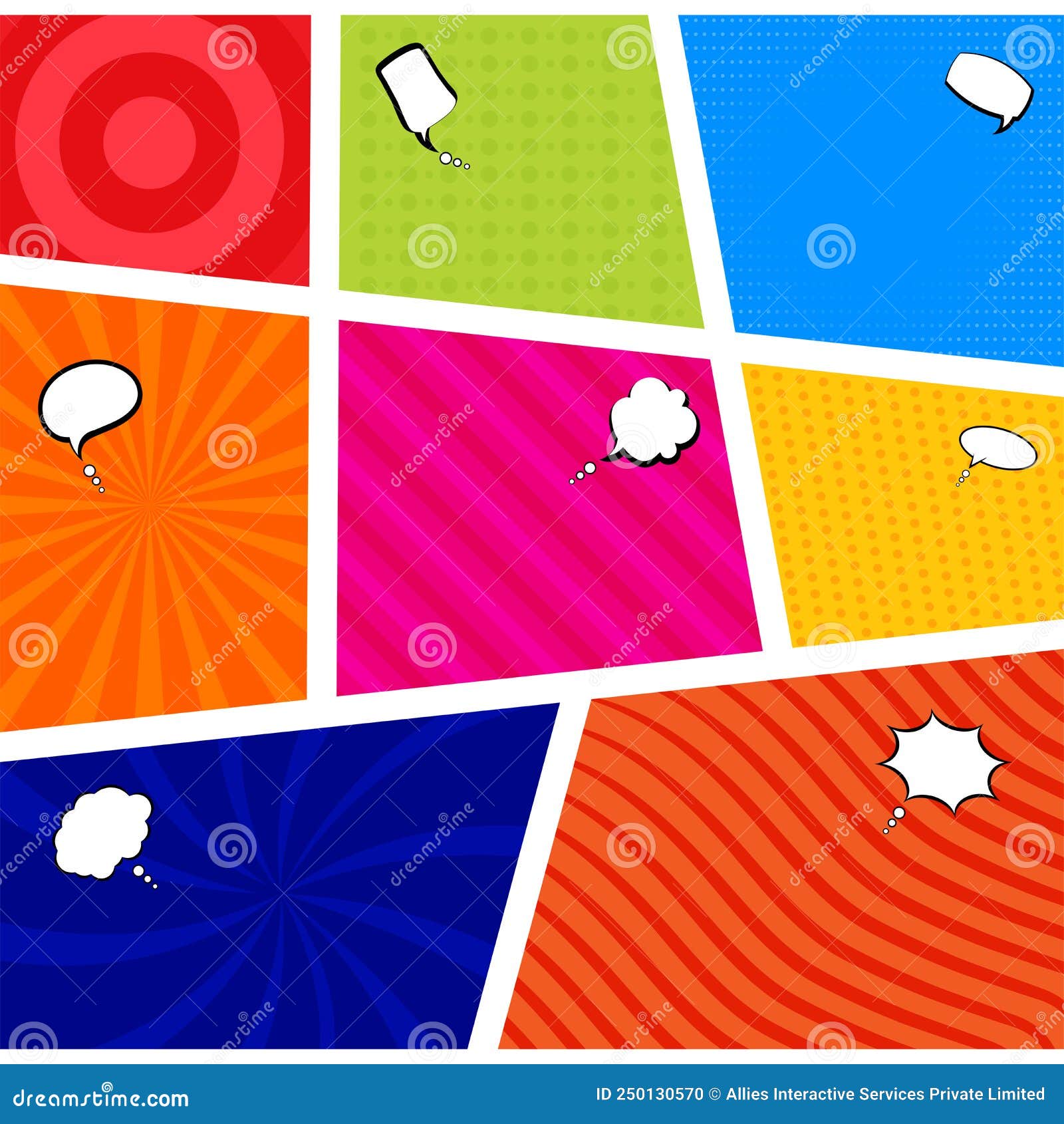 Colorful Comic Style Background with Various Speech Stock Illustration ...