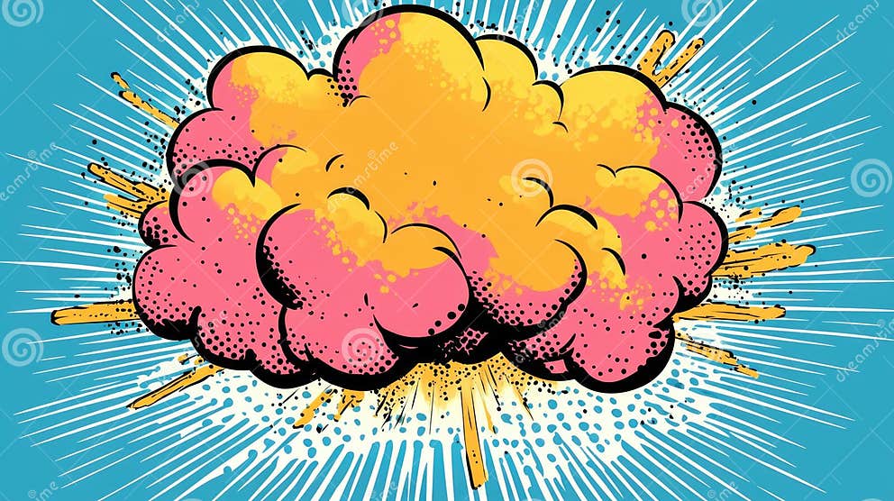 Colorful Comic Style Explosion with Bursting Energy on Blue Background ...